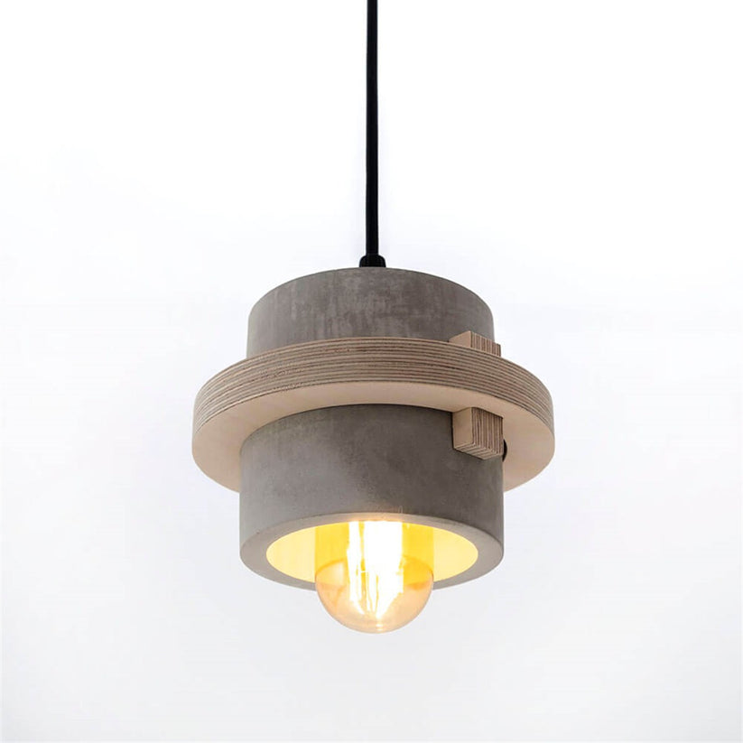 Round Wood and Concrete Ceiling Lighting | Womo Design